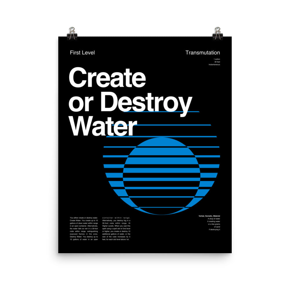 Create or Destroy Water Poster – Modern Arcana