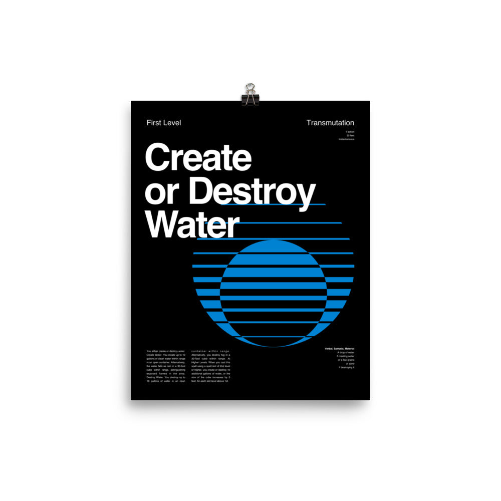 Create or Destroy Water Poster – Modern Arcana